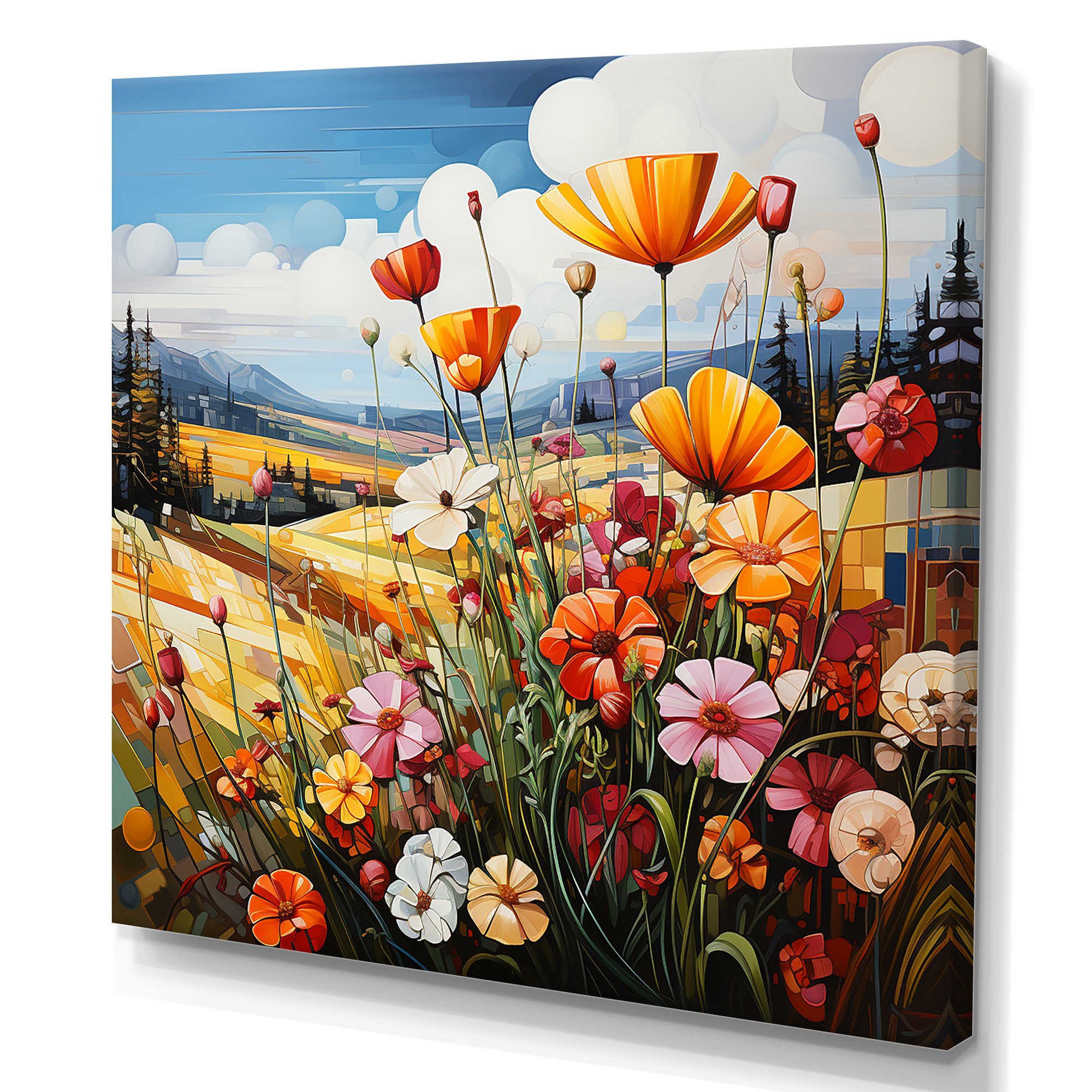 Winston Porter Abstract Blooms Harmony Field On Canvas Print | Wayfair